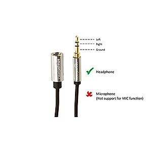 Amazon Basics 3.5mm Male to Female Stereo Audio Extension Adapter Cable - 6 Feet