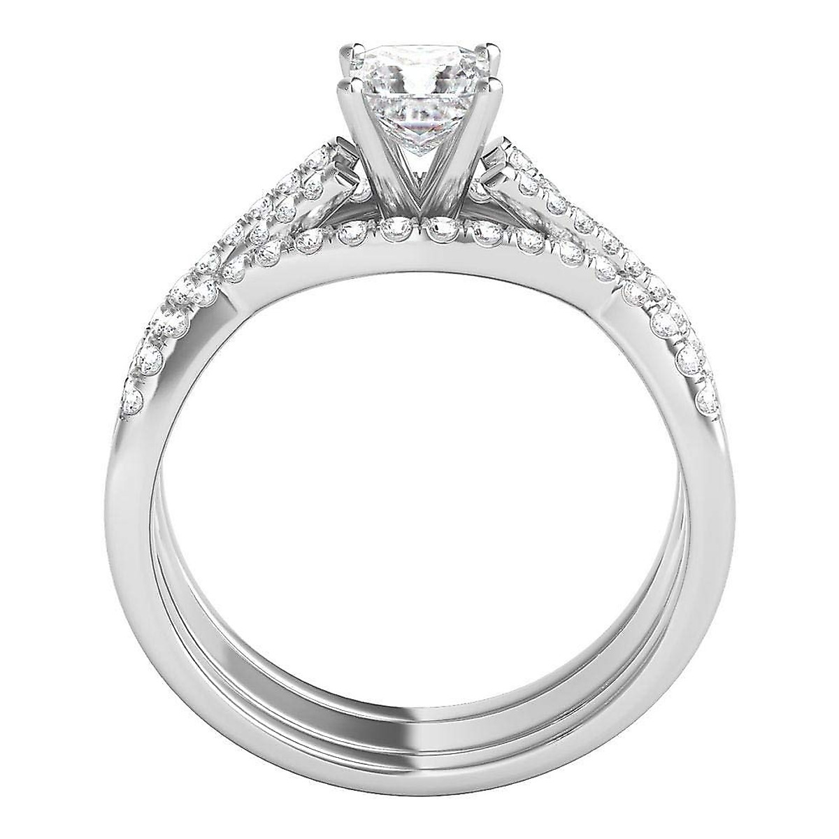 MOTIEL Jewelry Gift 1 ct. tw. Princess Cut Moissanite Bridal Ring Set 925 Sterling Silver 10k 14k 18k Gold Ring Engagement Ring Wedding Ring for Women Ladies (925 Sterling Silver)