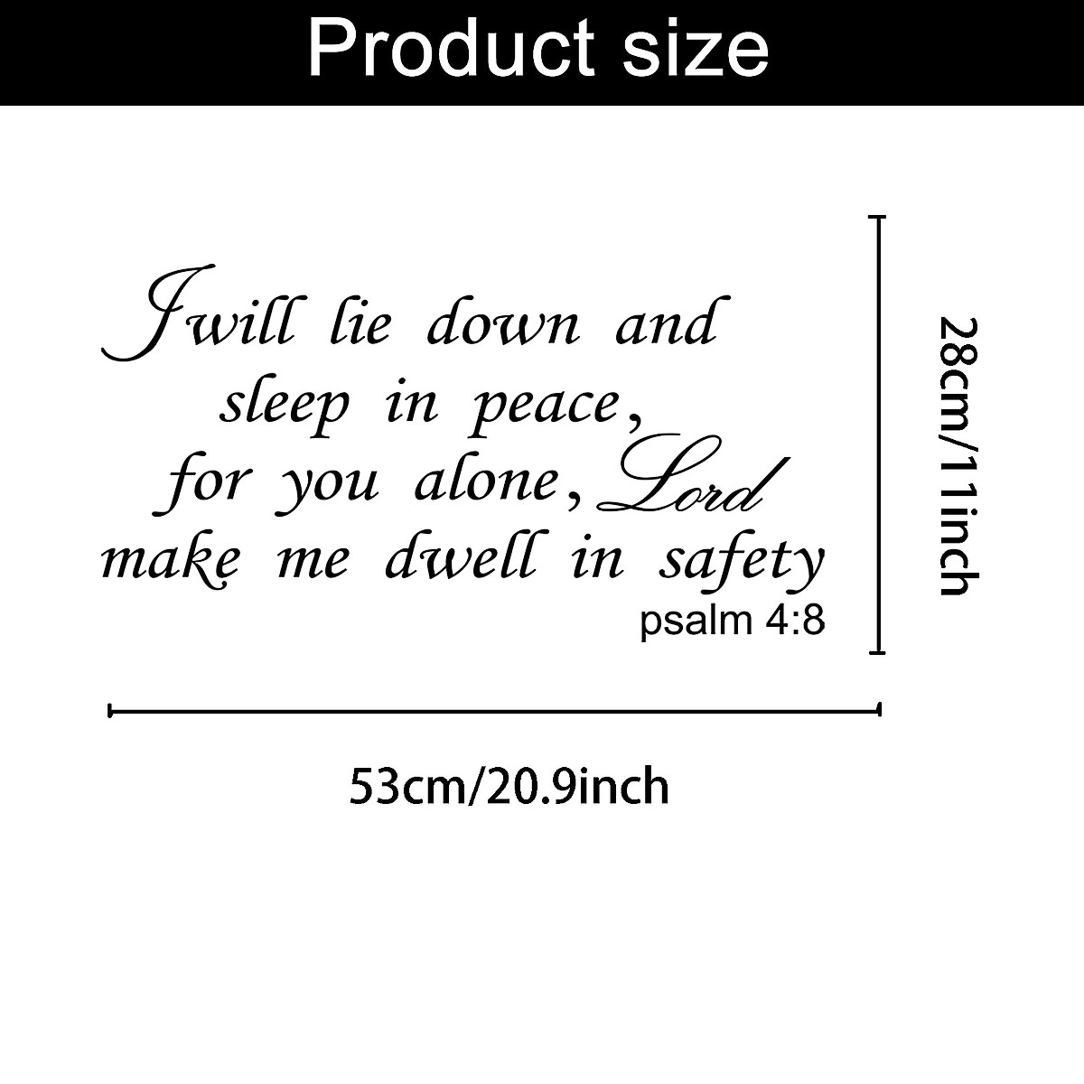 I Will Lie Down and Sleep in Peace for You Alone Lord Make Me Dwell in Safety Wall Decals Bible Verse Religious Quotes Scripture Bedroom Christian Home Art Decor Vinyl Stickers