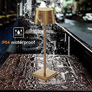 YHT LED Cordless Table Lamps Rechargeable Battery Operated Outdoor Waterproof Light 6000mAh 3 Level Brightness Dimmable Portable Desk Lamp Touch Control for Outdoor Patio Home Restaurant Bar Bronze