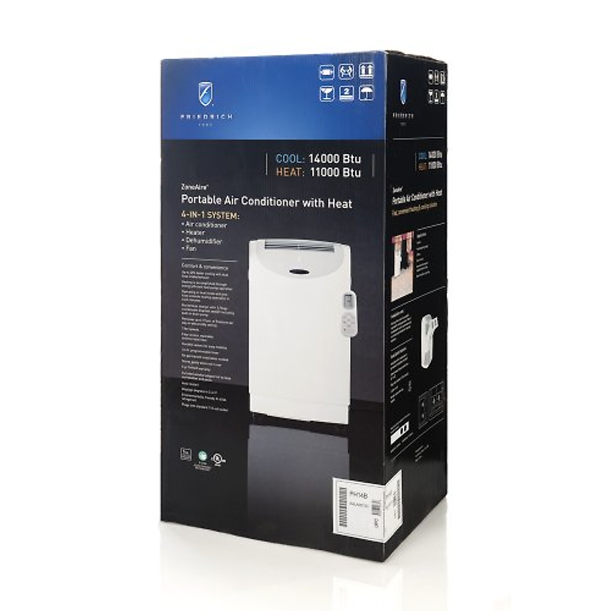 Friedrich ZoneAire PH14B Portable 4-In-One Air Conditioner/Heater/Dehumidifier/Fan with Reverse Cycle Heat Pump | 13,500 BTU, 115 Volt