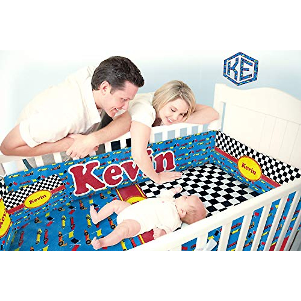 Racing Car Crib Fitted Sheet (Personalized)