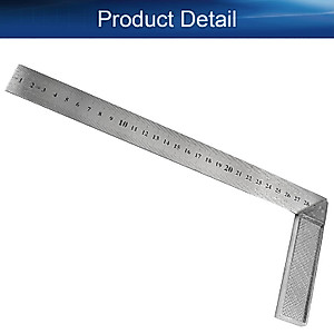 Auniwaig 300mm Stainless Steel Metric Framing L Square Right 90 Degree Angle Ruler Thicken Try Square Ruler Tools for Carpenter Engineer