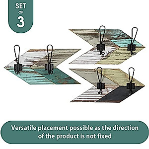 J JACKCUBE DESIGN Set of 3 Arrow Rustic Wall Mounted Coat Rack with 6 Heavy Duty Metal Coat Hanger Hooks Rack for Coats, Hats, Purse on Entryway, Bedroom, Mudroom, Kitchen- MK908A