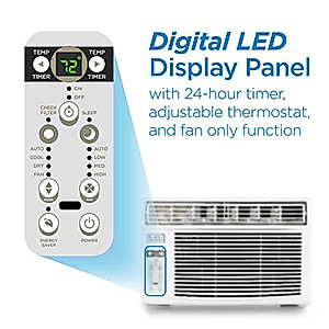 BLACK+DECKER BD06WT6 Window Air Conditioner with Remote Control, 6000 BTU, Cools Up to 250 Square Feet Energy Efficient, White