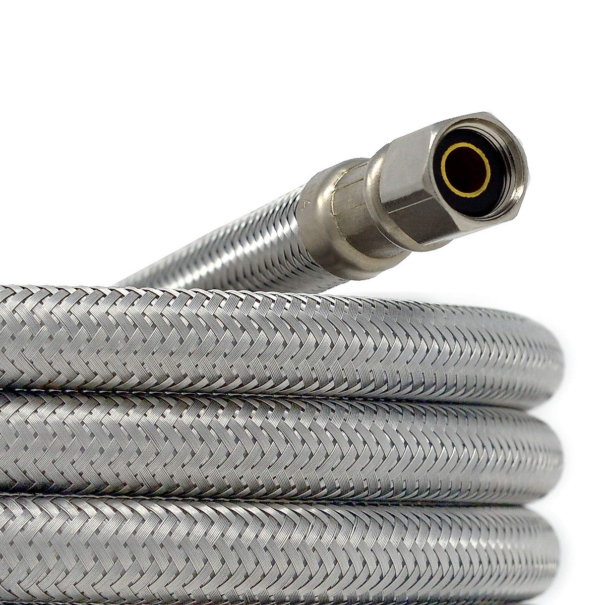 Braided Stainless Steel Ice Maker Water Supply Hose - 10 Ft - Universal 1/4" Connectors from Kelaro