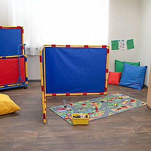 Children's Factory Big Screen Right Angle PlayPanel, Kids Room Divider, Classroom Privacy Screen, Blue