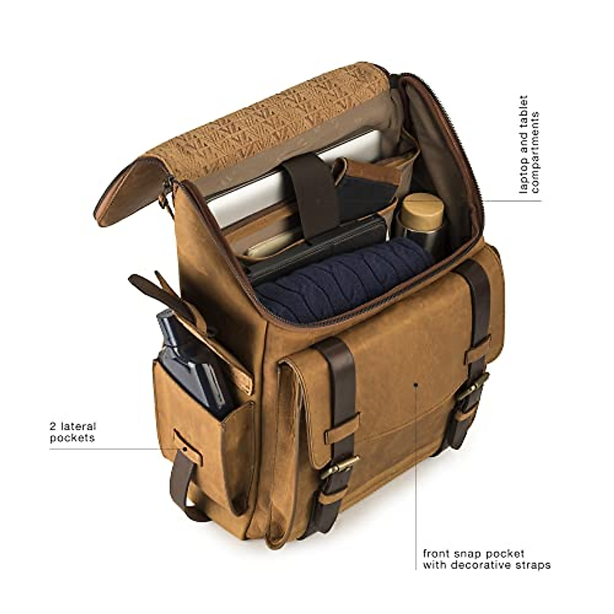 VELEZ Top Grain Leather Backpack for Men + Weekender Bag with Shoe Compartment