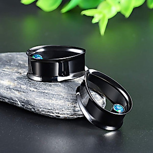 COOEAR Ears Gauges Opal Plugs and Tunnels Double Flared Earrings Upgrade Tear Drop Piercing Stretchers 0g to 1 Inch.