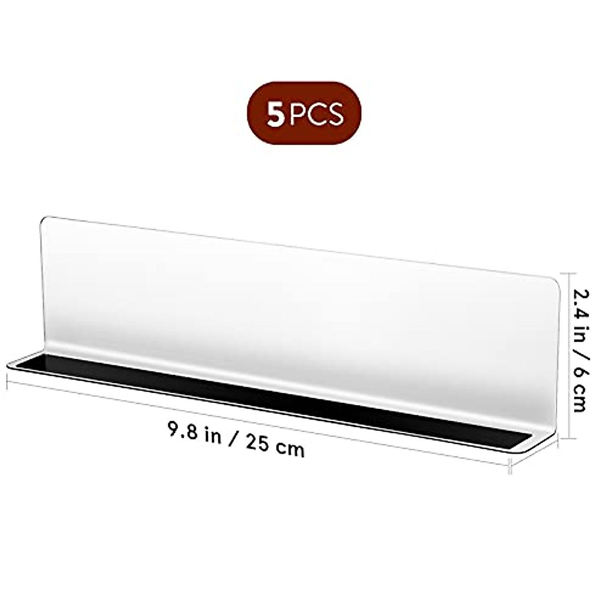 Baluue 5Pcs Clear Shelf Dividers Closets Separator Commodity Divider Magnetic Baffle for Bedroom Kitchen Office Supermarket Clapboard Organization