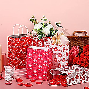 150 Pieces Valentine's Day Paper Gift Bags with Handle Valentines Goody Candy Bags Valentines Day Treat Bags for Valentines Day Party Favors Gift Wrapping Supplies