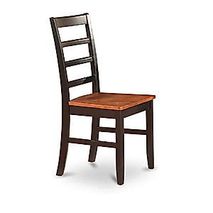 East West Furniture HLPF5-BCH-W 5 Piece Dining Room Furniture Set Includes a Round Dining Table with Pedestal and 4 Wood Seat Chairs, 42x42 Inch, Black & Cherry