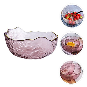 PRETYZOOM 1pc Salad Bowl Clear Container Candy Dishes Decorative Candy Bowls Decorative Pasta Bowls Glass Salad Bowl Glass Prep Bowl Fruit Bowl Mixing Bowl Noodle Bowl Purple Ramen Bowl Mini