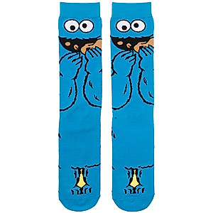 Bioworld Sesame Street Cookie Monster 360-Degree Graphic Print Crew Socks for Men