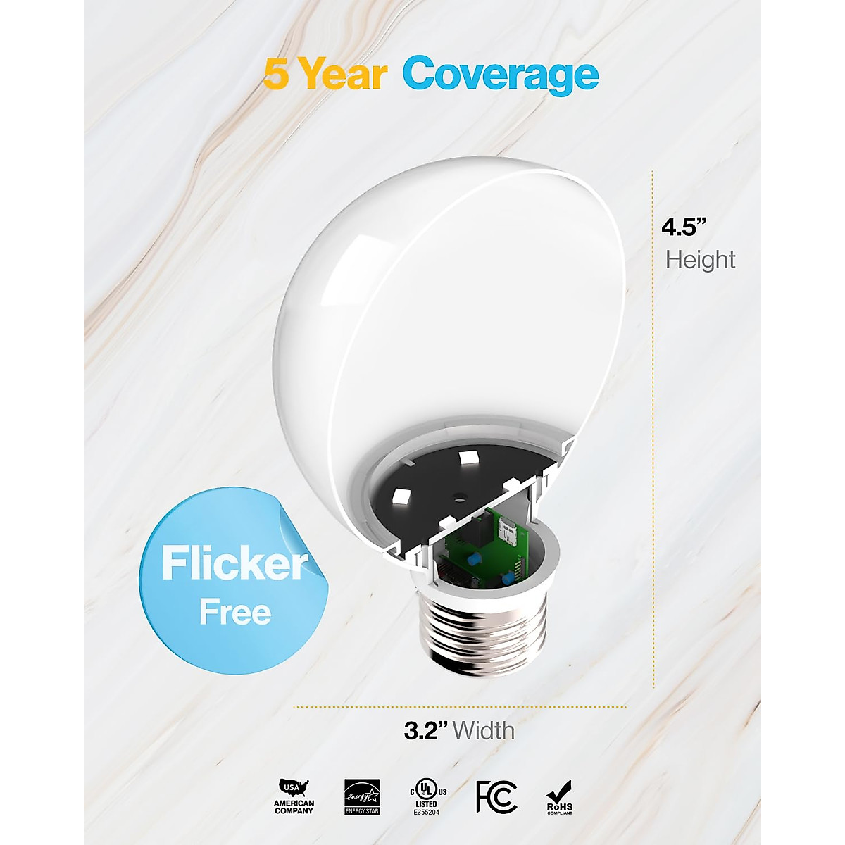 Sunco 10 Pack Vanity Globe Light Bulbs G25 LED for Indoor Living Area, CRI92 4000K Cool White, Dimmable 450 Lumens,6W, E26 Base, Round Frosted Classic Ambient Decorative Bulb - UL