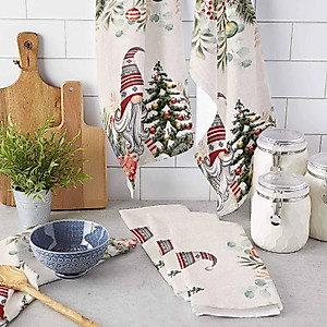 ZOE GARDEN Christmas Gnomes Kitchen Towels,Absorbent Microfiber Kitchen Dish Hand Tea Bath Towel,Quick Dry Cleaning Cloth Dishclothes Decorative Sets, Farmhouse Flower Berry Snowflake (1-PC, 18x28)