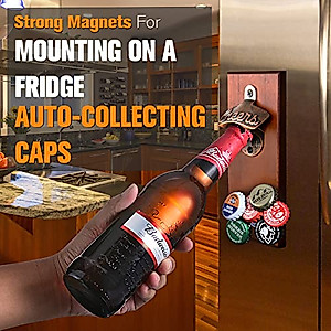 Gifts for Men Dad, Wall Mounted Magnetic Beer Bottle Opener, Valentines Day Anniversary Birthday Gift for Him Husband Grandpa, Cool Stuff Gadgets Housewarming Wedding Presents