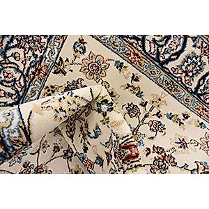 Unique Loom Narenj Collection Area Rug - Leeds (3' x 13' 1" Runner, Ivory/ Blue)