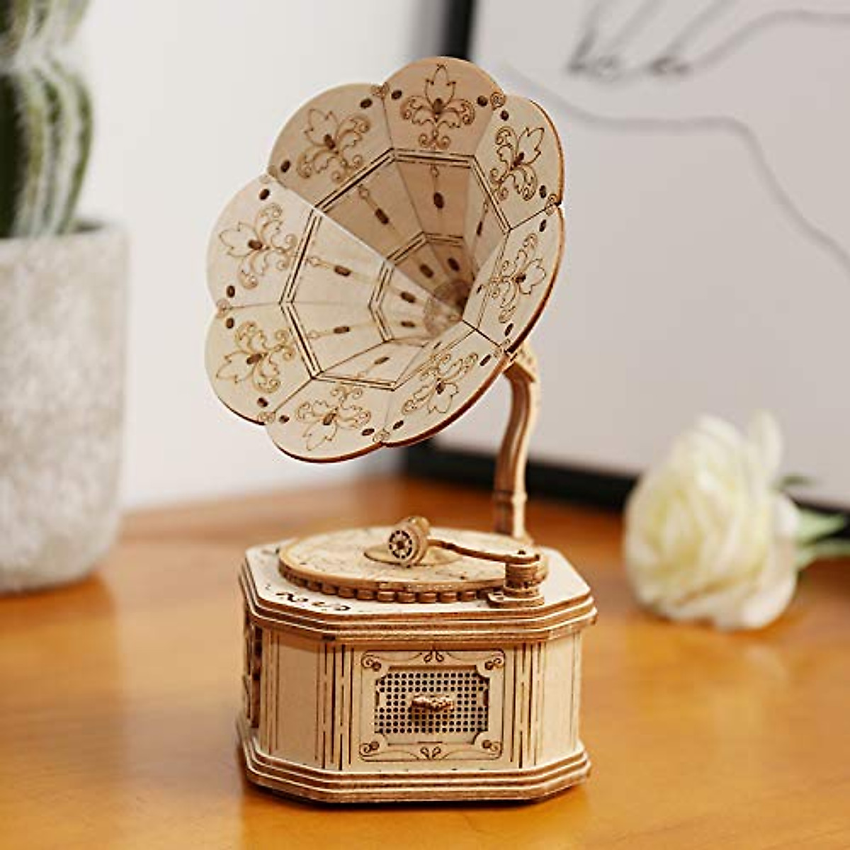 Rowood 3D Puzzles for Adults,Wood Model Kits for Adults, DIY Craft Gifts for Kids Teens- Hot Air Balloon (122 Pieces)