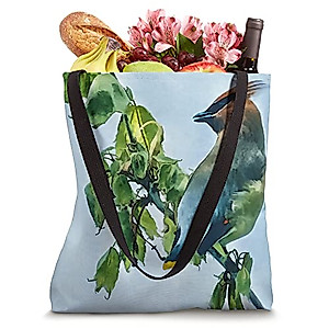 Cedar Waxwing Bird Watercolor for Wild Bird Lovers Tote Bag