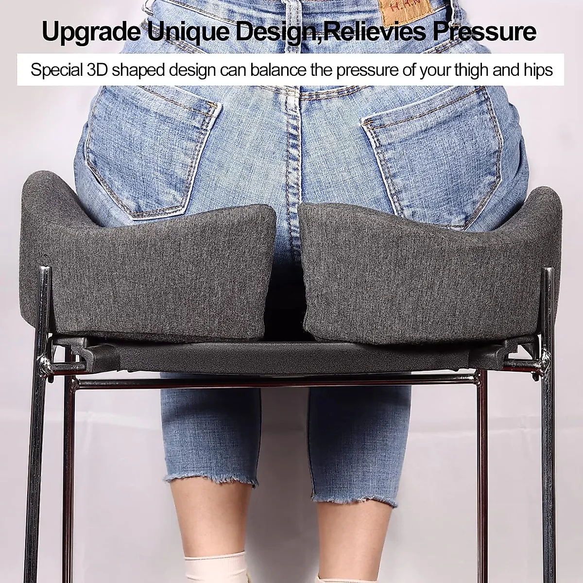 [Upgraded] Ergonomic Tailbone Pain Relief Seat Cushion for Sciatica, Coccyx, Low Back, Hip & Pressure Relief Pillow. Memory Foam Office Chair Cushions Comfortable for Gaming Desk Chair Car Seat