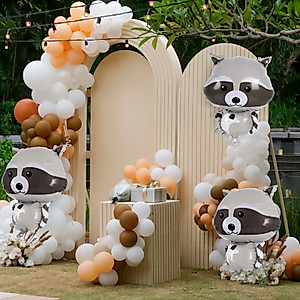 Raccoon Balloons, 6 Pcs Cute Raccoon Foil Balloons, Cartoon Myalr Raccoon Balloons for Woodland Animal Themed Party Camping Birthday Baby Shower