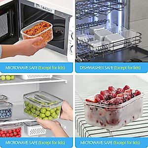 damynuo 10Pack Fruit Storage Containers for Fridge - Fridge Organizers and Storage with Vent and Handle Lids, Fruit Containers for Fridge with Colander, Refrigerator Organizers and Storage Keep Fresh