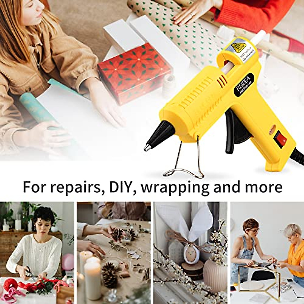 Hot Glue Gun Kit with 5 Pieces Mini Hot Glue Sticks 7mm x 150mm for DIY Handcraft Repair Furniture for Home and Office, Bonding Plastic Leather and Wood