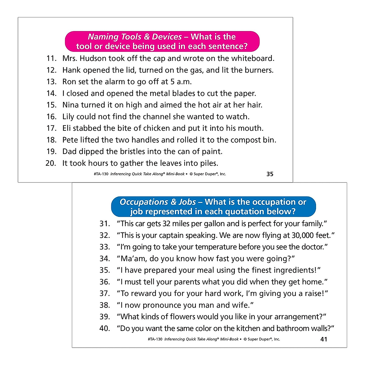 Super Duper Publications | Inferencing Quick Take Along® | Educational Learning Resources for Children