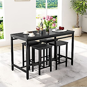 DKLGG Dining Table Set for 4/Bar Table Set, Kitchen Table with 4 Chairs for Living Room, Table and Chairs Dining Set 4 Piece Set for Bar, Pub, Apartment, Restaurant