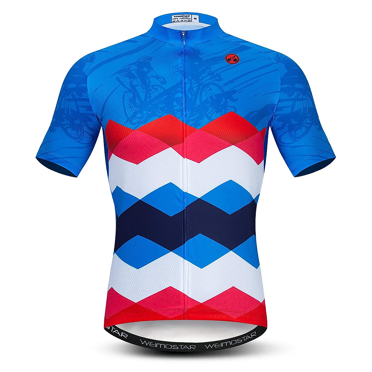 Men's Cycling Jersey Short Sleeve Bike Shirt Riding Tops Outdoor MTB Bicycle Clothing L Blue Red