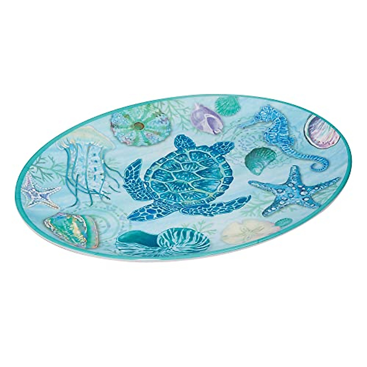 Certified International Serene Seas Melamine Platter Set, Multicolor, Large, 2 Piece