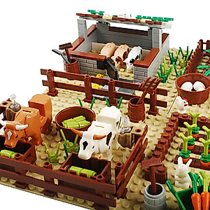 BAENRCY Farm Field Set Building Blocks Plant Animal Crops Building Bricks Kit DIY Building Set Compatible All Major Brands (Animal)