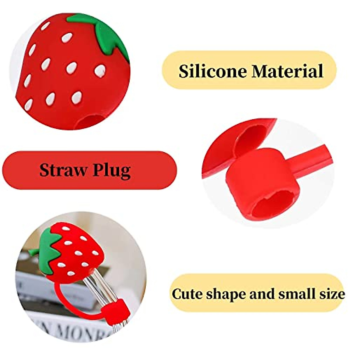 4Pcs Straw Covers Cap Silicone Straw Tips Cover Cute Drinking Straw Plugs Straw Tips Lids Straw Toppers Straw Protector Cover for Tumblers Reusable Straws（mixed）