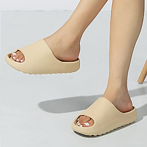 Cloud Slides for Women and Men, Platform Slides Slippers, Non-Slip Quick Drying Soft Lightweight Shower Shoes, Thick Sole Open Toe Slides Sandals for Indoor & Outdoor