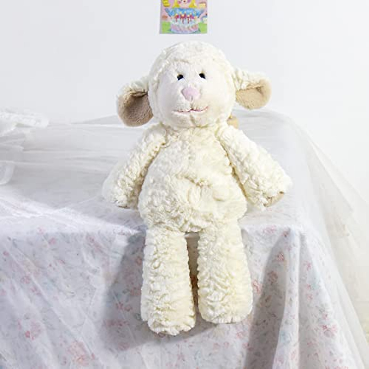 LIJIUSM Plush Toys for Kids Cartoon Velvet Animal Stuffed Toys Festival Birthday Gifts for Girls Boys (White - Sheep - 38cm)