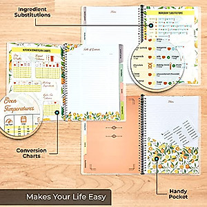 Blank Recipe Book to Write in Your Own Recipes with Kitchen Conversion Chart Magnet, Store 240 Recipes in This 30 Ring Binder with 8 Dividers