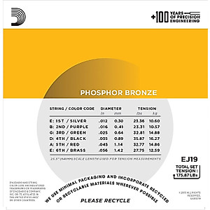 3 Sets| D'Addario EJ19 Acoustic Guitar Strings Light/Heavy