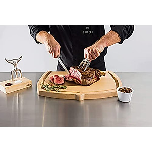 Tridens Hand Finished Ergonomic Vintage Brute Stainless Steel Fork, 165mm / 6.5-in With Beechwood Base, 100% Made In France