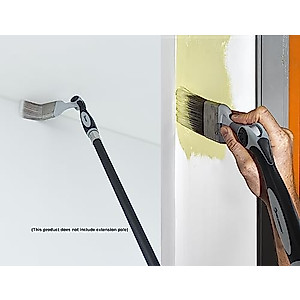 ROLLINGDOG 2.5Inch Paint Edger Brush - Extension Pole Angled Paint Brush for High Walls Ceiling,Stairwell Wall,Triming and Cutting in Painting