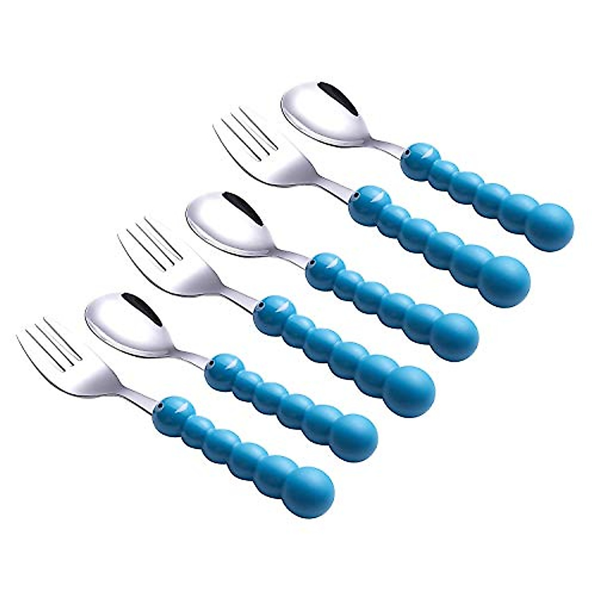 ANNOVA Kids Silverware 6 Pcs Set Children's Flatware - Stainless Steel Cutlery - 3 x Safe Forks, 3 x Dinner Spoons - Safe Toddler Utensils Without Knives for Lunch Box BPA Free (Caterpillar x 6 PCS)