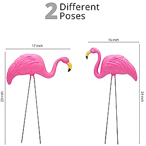 4E's Novelty Pink Flamingos Yard Decorations Large 23" [Set of 2] Outdoor Garden Flamingo Statue Ornament Lawn Decor