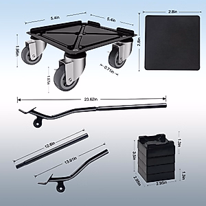 Furniture Lift Mover Tool Set - Furniture Dolly with 5 Heavy-Duty 360-Degree Swivel Universal Wheels and 2 Brakes - Ideal for Moving Carts, Appliances, Equipment, Piano - Max Up for:1000LB (L)