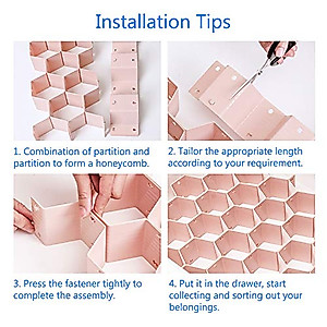 Poeland Drawer Divider Organizer 8pcs DIY Plastic Grid Honeycomb Drawer Divider