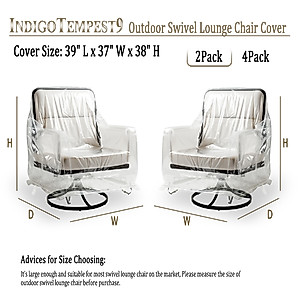 IndigoTempest9 Outdoor Swivel Lounge Chair Cover 2 Pack, Waterproof Heavy Duty Outdoor Chair Covers, Patio Rocking Chair Covers for Outdoor Furniture, (39" L x 37" W x 38" H), Clear PVC