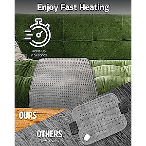 New 2023 Electric Heating Pad for Back Pain, Cramps, Neck, and Shoulders Pain Relief 12x24 UL Certified Double-Sided Ultra Soft Microplush Heat Pad - Dry & Moist Heat Patch with Lux Storage Bag (Gray)