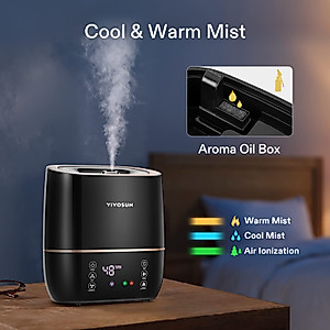 VIVOSUN Air Humidifier 4.5L 2-in-1 Cool & Warm Mist Humidifier, Indoor Ultrasonic Humidifier with Essential Oil Box & Remote Control for Bedrooms, Offices, Plants, Babies, Dryness, and Skincare