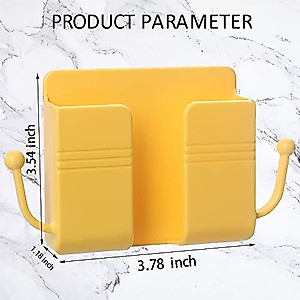 Marynee 8 Pcs Wall Mount Phone Holder Adhesive Remote Control Mobile Phone Plug Wall Holder with Hooks Organizer Storage Box for Bedroom Kitchen Bathroom (Mixed Colors), 3.1Wx5.5L