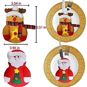 MOKYYDS 8PCS Set Christmas Snowman Cutlery Silverware Holders Pockets Knifes Forks Bag Santa Suit Xmas Deer Hotel Party Dinner Table Decoration