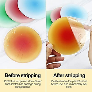 etspolt Drink Coasters Colorful Acrylic Coaster Set 4 Pcs , 3.8 Inch Round Non-Slip Table Coasters Coasters for Coffee Table